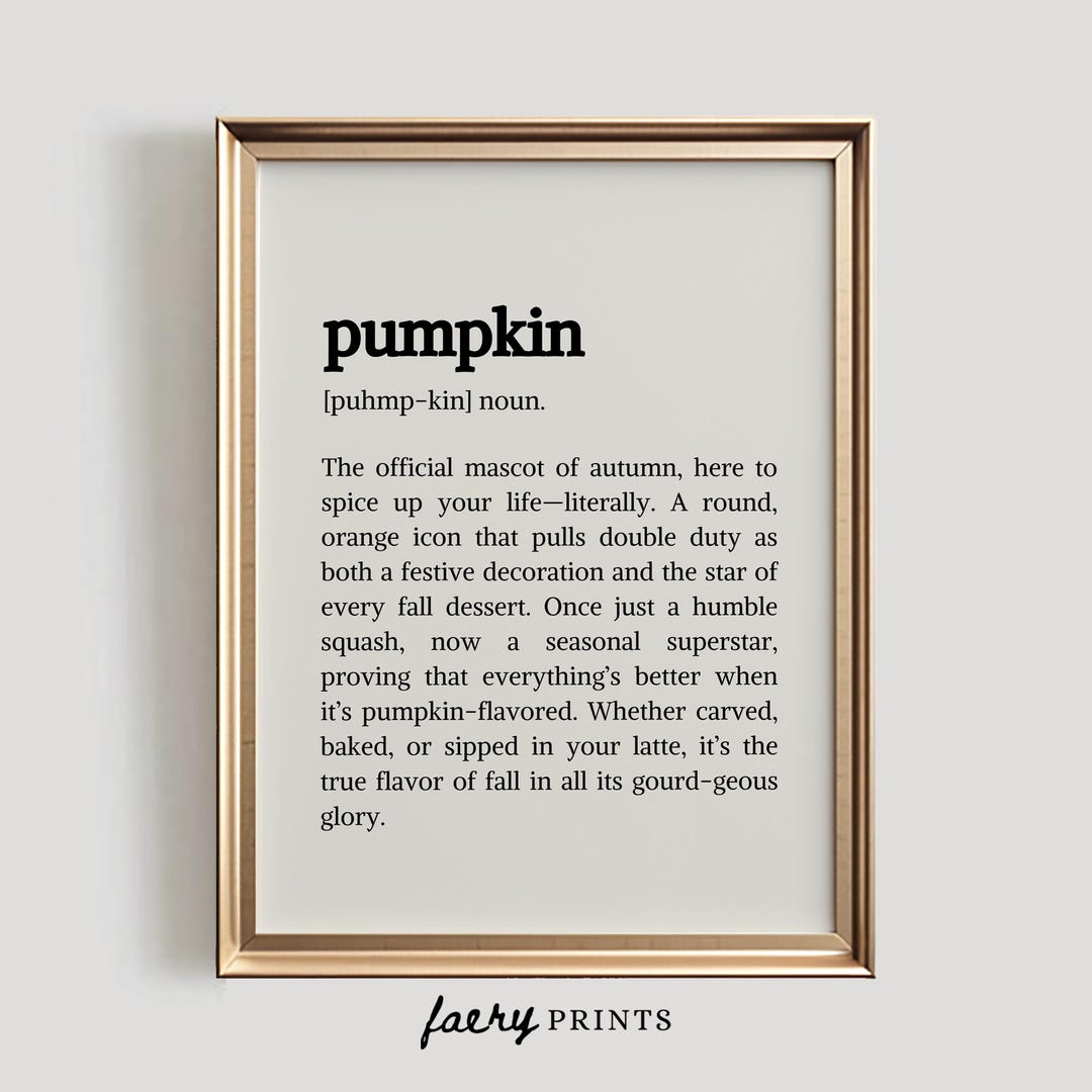 Pumpkin Definition Print | Halloween PRINTABLE Wall Art | Seasonal Fall ...