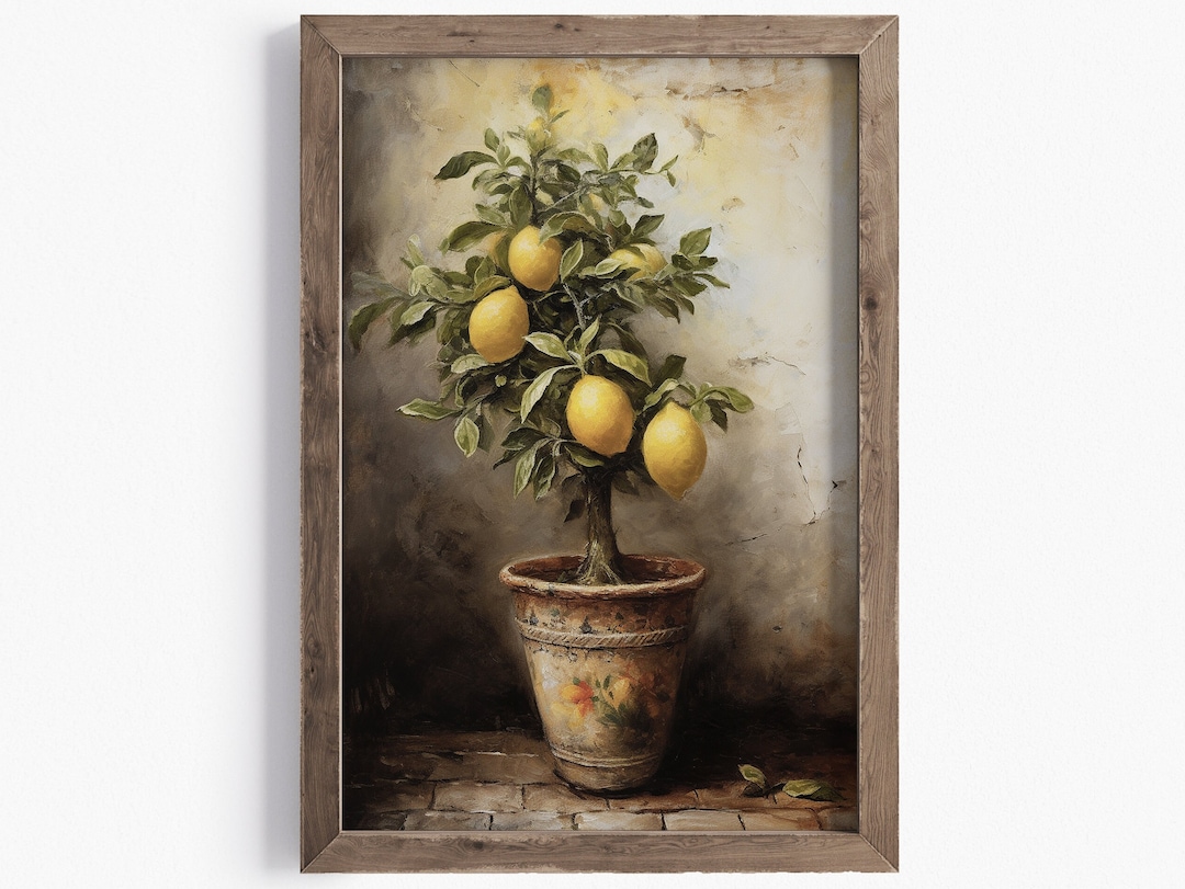 Lemon Tree Print Vintage PRINTABLE Wall Art Farmhouse Kitchen Painting ...