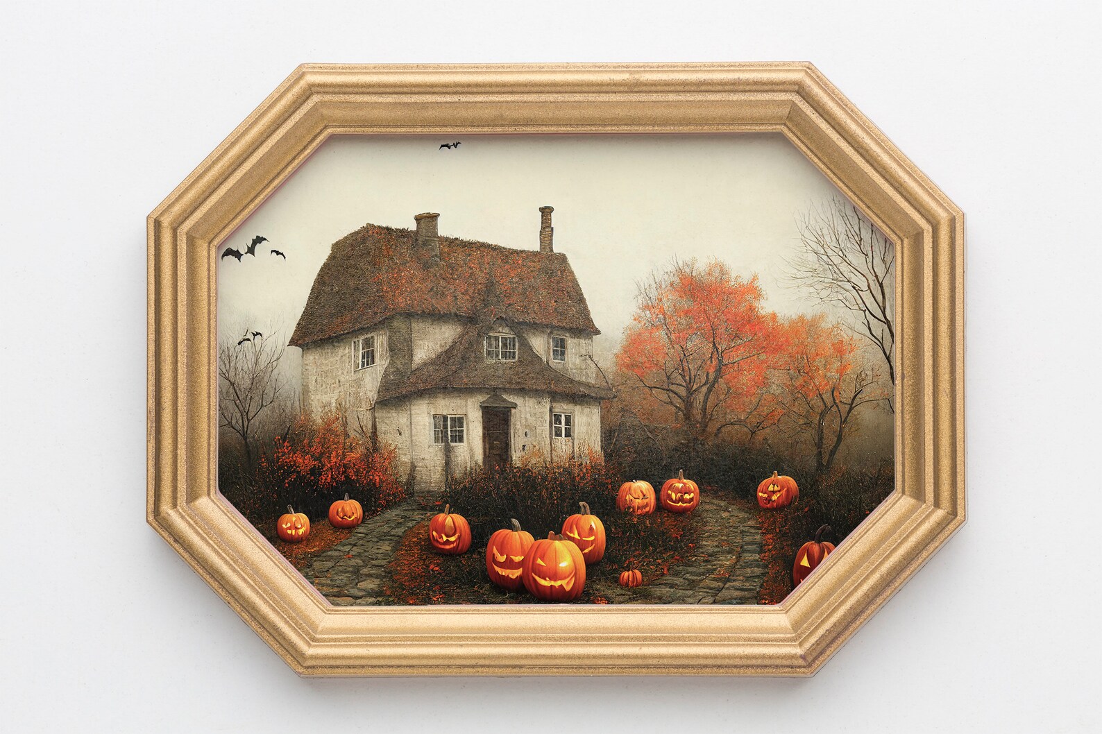 Halloween Landscape Print Fall Foliage Art October Wall - Etsy