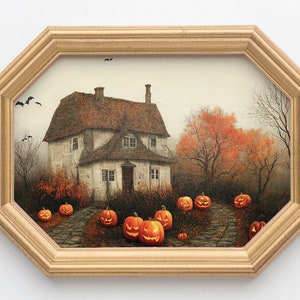 Halloween Landscape Print Fall Foliage Art October Wall - Etsy