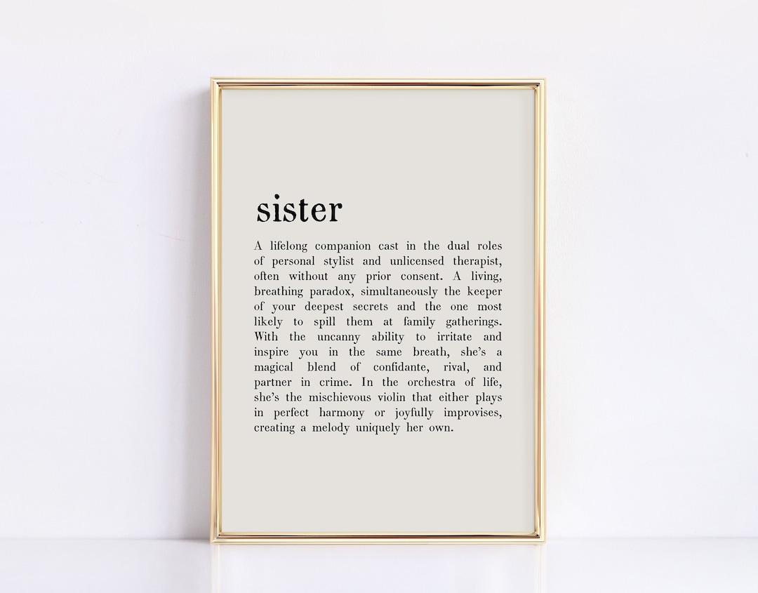 Sister Definition Print | Sister PRINTABLE Wall Art | Sweet Sibling ...