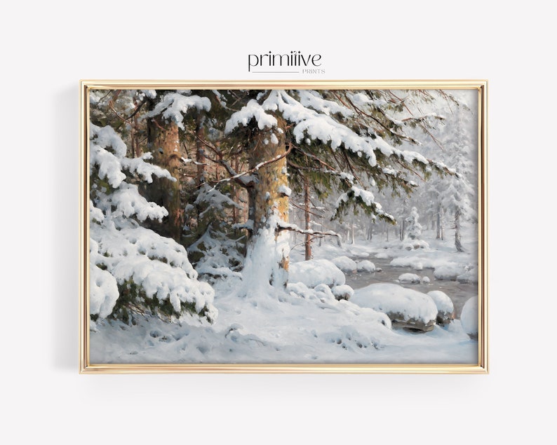 Vintage Winter Print Digital PRINTABLE Art Snow Landscape - Etsy
