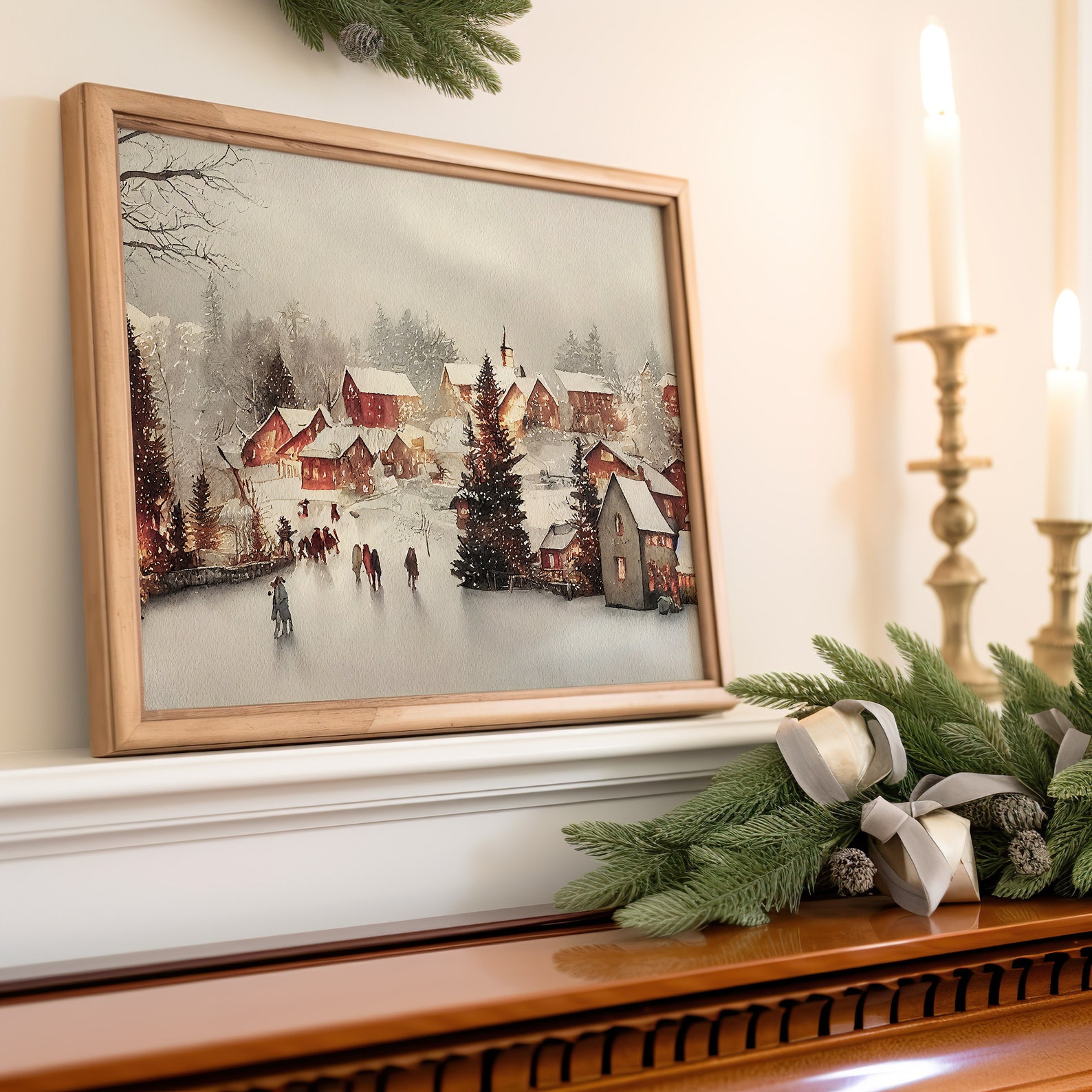 Winter Print Watercolor Christmas Painting PRINTABLE Wall Art Festive ...