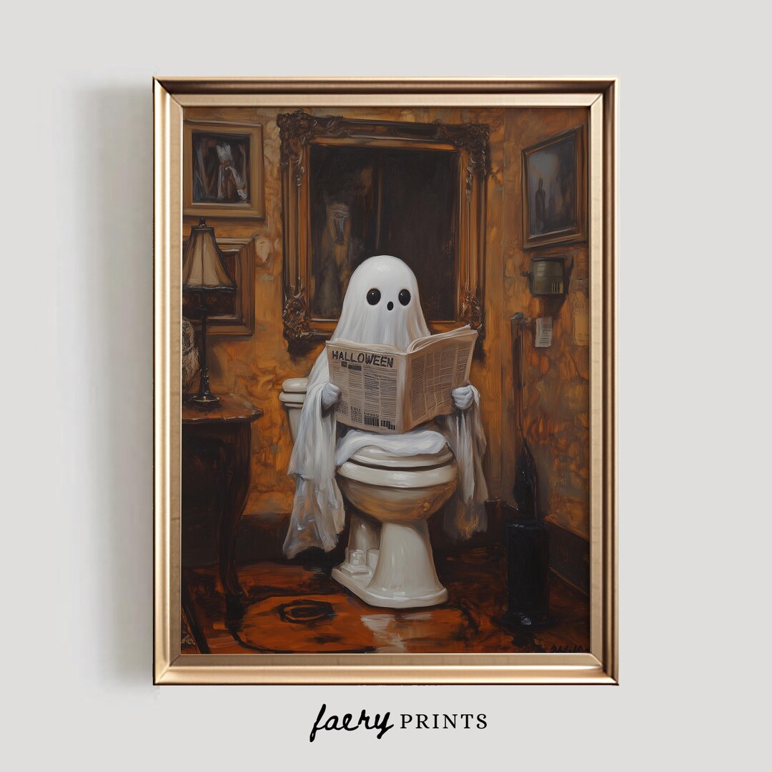 Ghost Bathroom Print | Funny Halloween Decor | Halloween PRINTABLE Wall ...