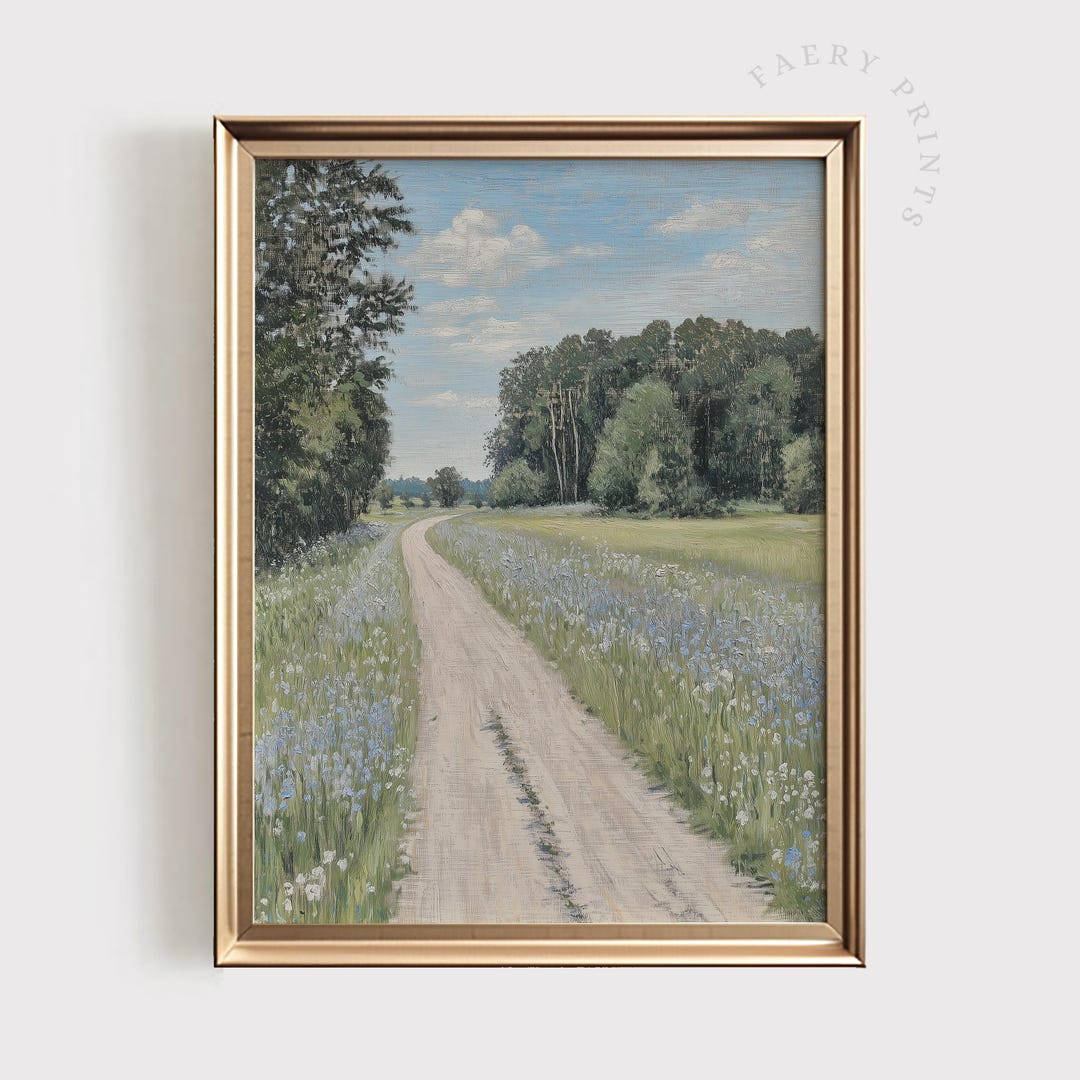 Rustic Country Road Print | Vintage Landscape PRINTABLE Wall Art ...