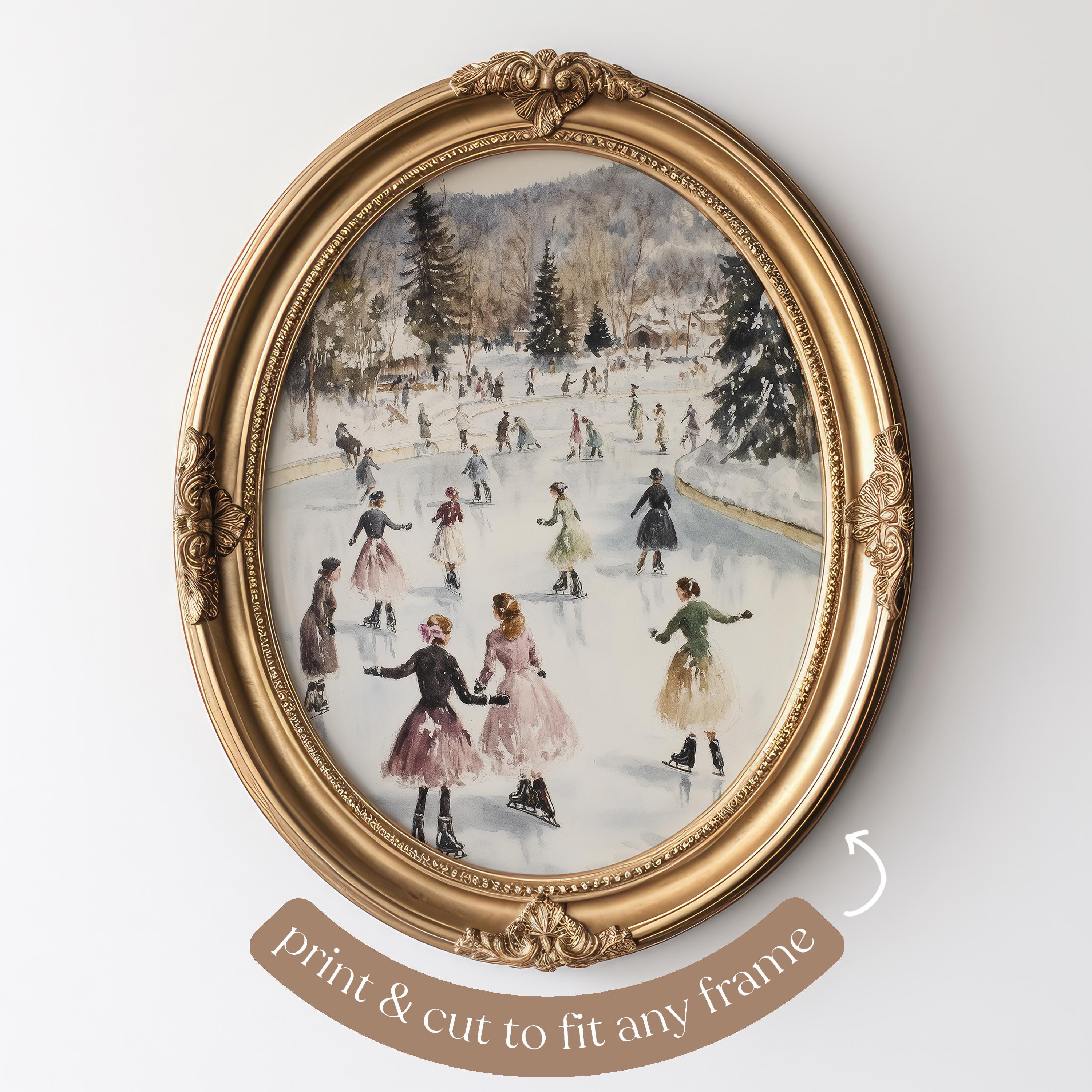 Victorian Ice Skating Print | Winter Pond Scene (digital Download) - Etsy