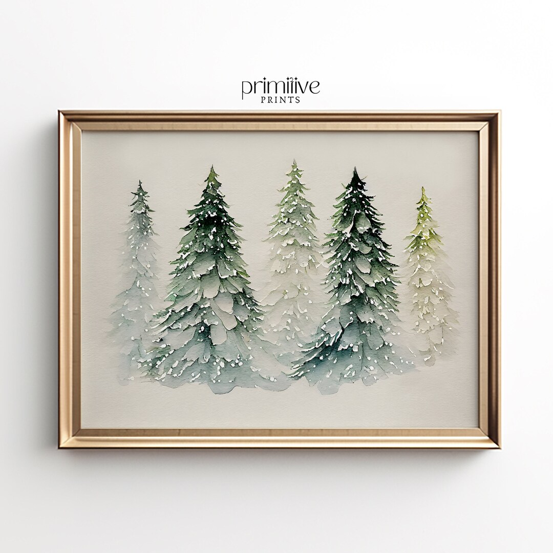 Christmas Tree Print Digital PRINTABLE Wall Art Winter Evergreen Spruce ...