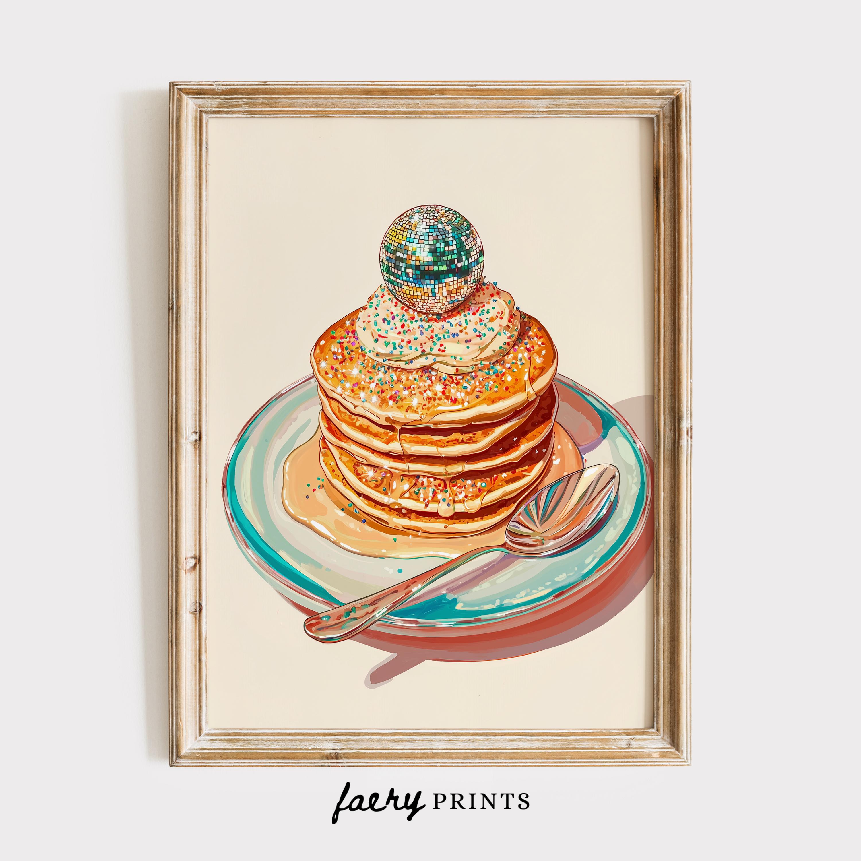 Disco Pancakes Retro Print | Trendy Foodie Wall Art (digital Download ...