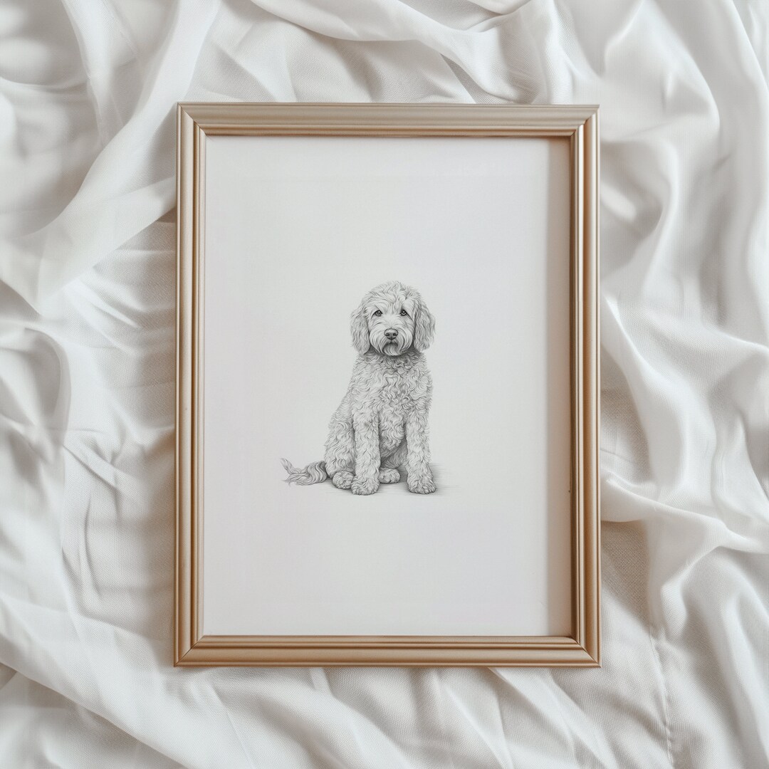 Goldendoodle Print Doodle Dog Sketch PRINTABLE Wall Art Pet Digital ...