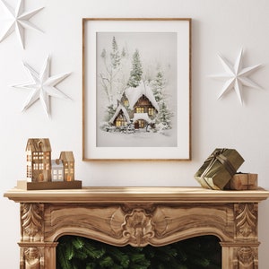 Winter Print PRINTABLE Wall Art Snowy White Home Watercolor Painting ...