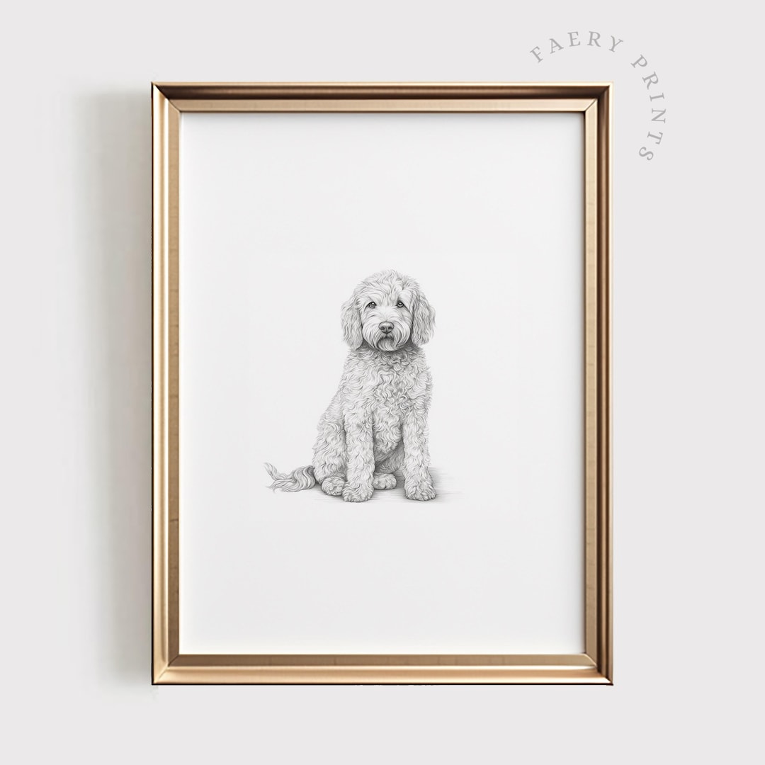 Goldendoodle Print | Doodle Dog Sketch | PRINTABLE Wall Art | Pet ...