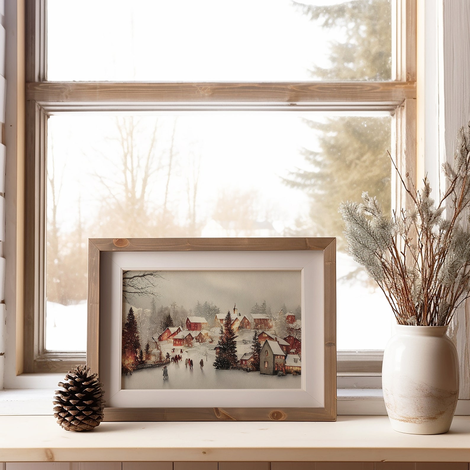 Winter Print Watercolor Christmas Painting PRINTABLE Wall Art Festive ...