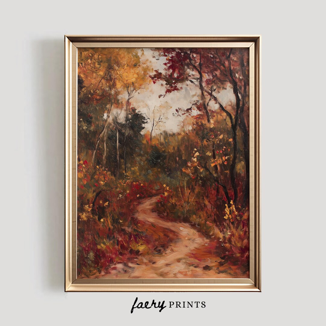 Fall Landscape Print | Moody Autumn PRINTABLE Wall Art | Vintage Style ...