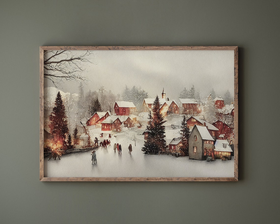 Winter Print Watercolor Christmas Painting PRINTABLE Wall - Etsy
