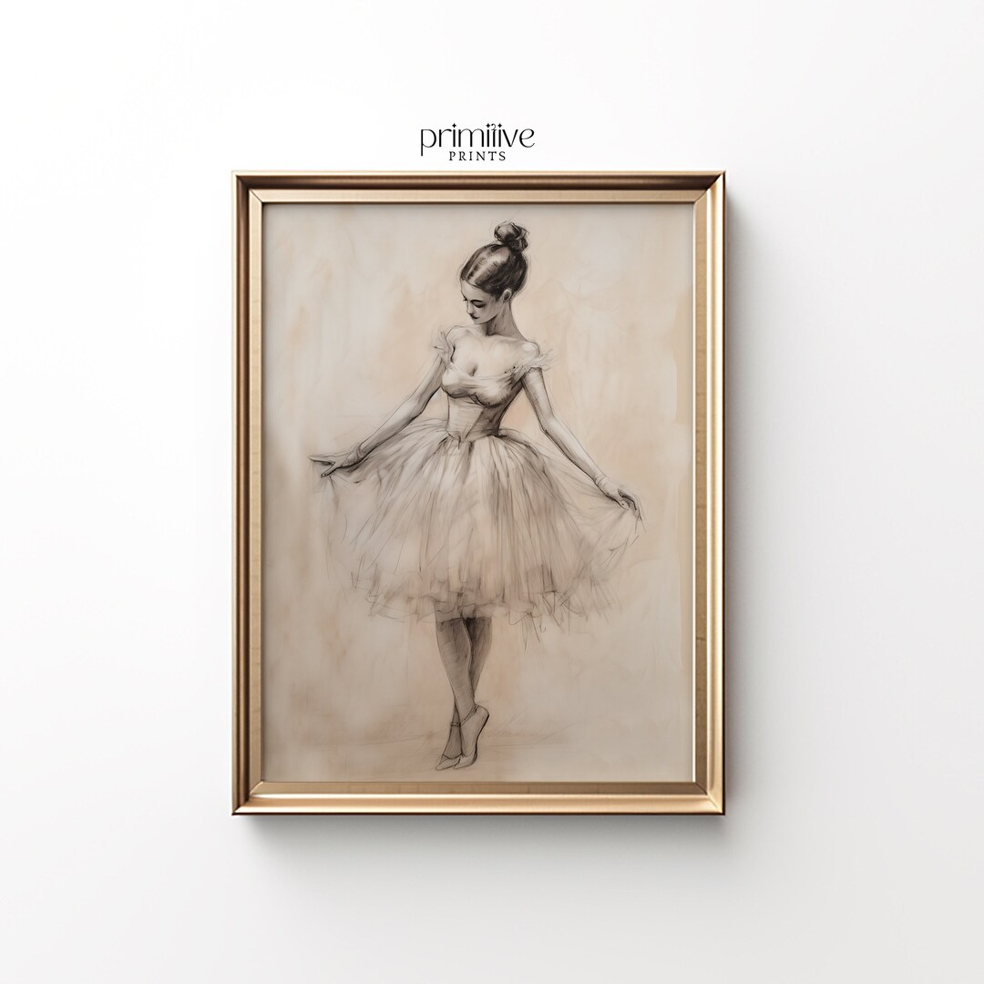 Ballerina Art Print Vintage PRINTABLE Wall Art Delicate Dancing Art ...