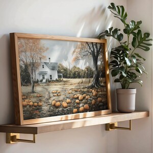 Fall Farmhouse Print | Autumn PRINTABLE Art | Country Pumpkin Print ...