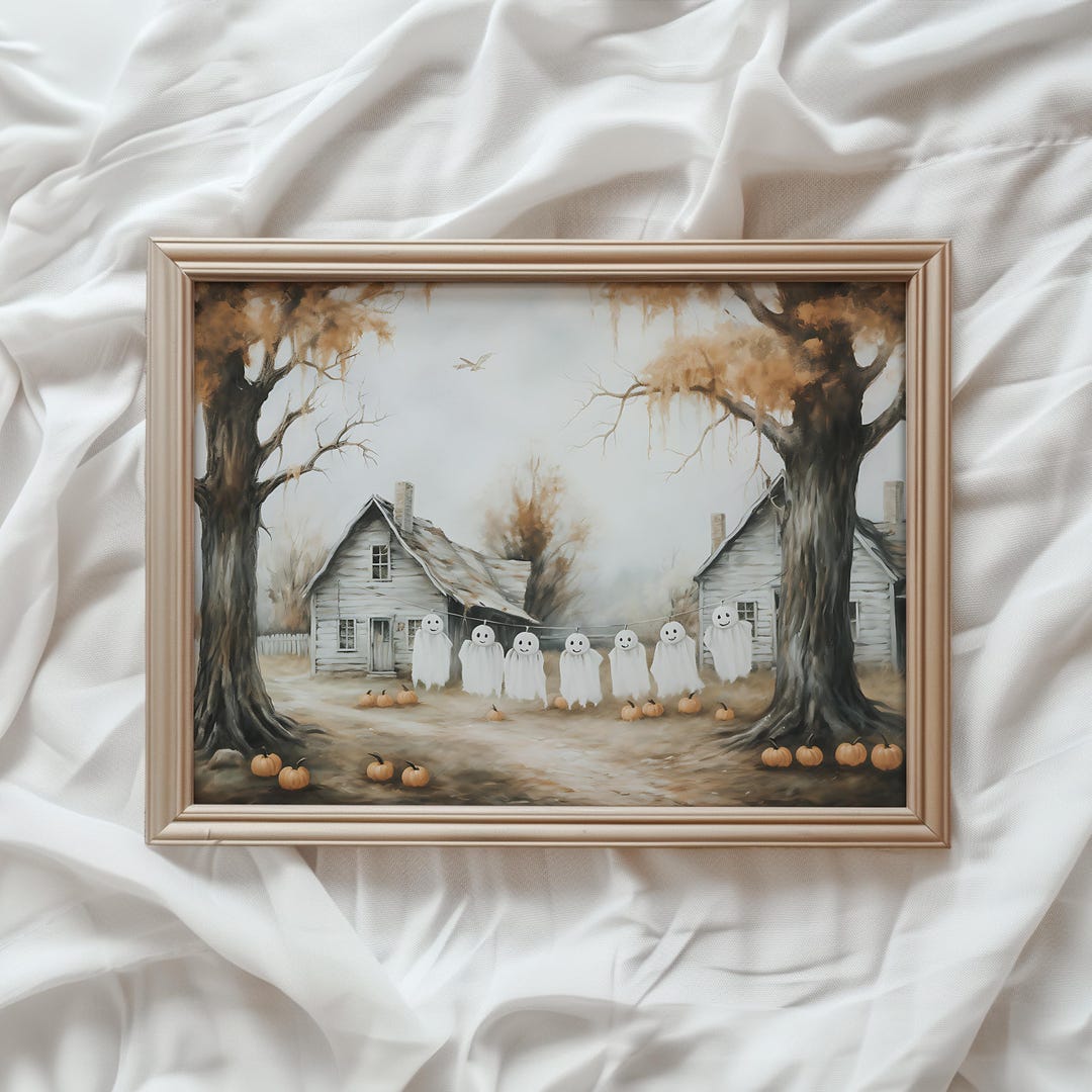 Halloween Print | Farmhouse PRINTABLE Art | October Landscape Painting ...