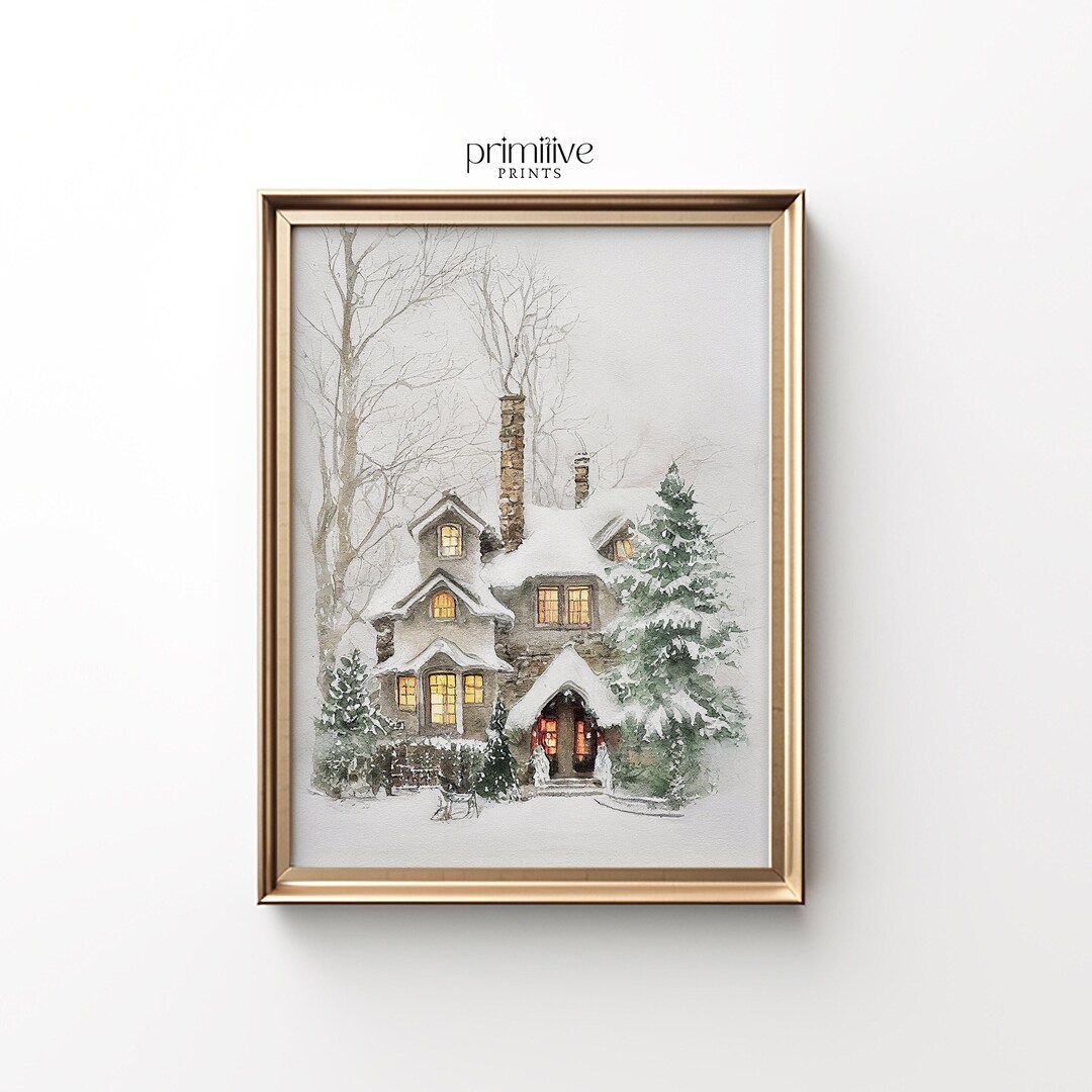 Winter Print PRINTABLE Wall Art Snowy White Home Watercolor Painting ...