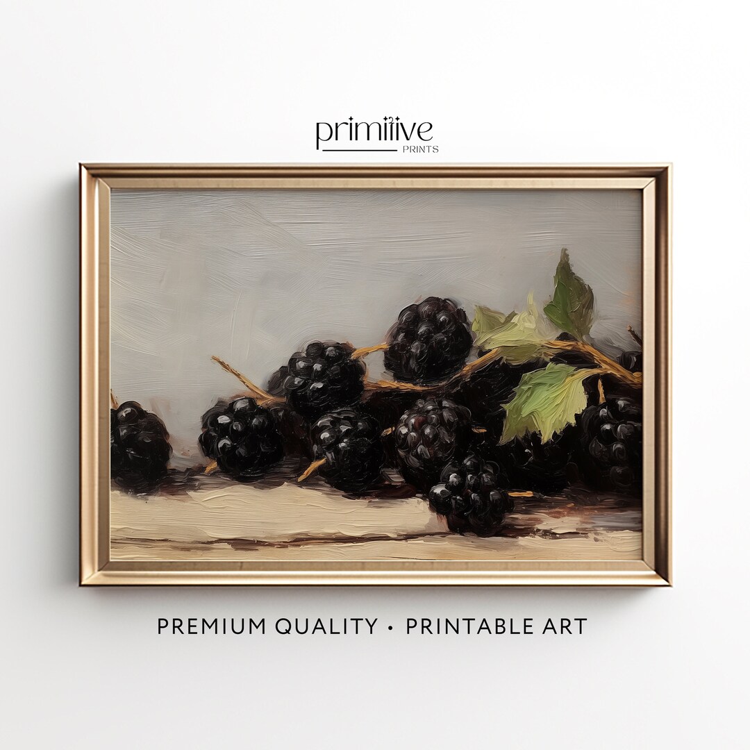 Vintage Blackberries Print Kitchen PRINTABLE Wall Art Rustic Kitchen ...