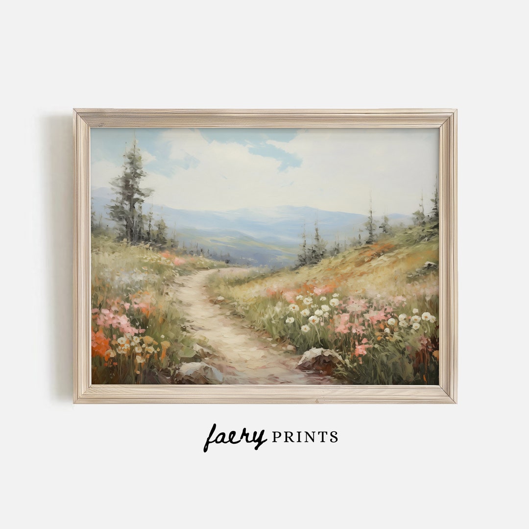 Spring Print Landscape Wildflower PRINTABLE Wall Art Vintage Spring ...