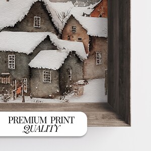 Winter Village Print | Vintage PRINTABLE Wall Art | Holiday Digital Art ...