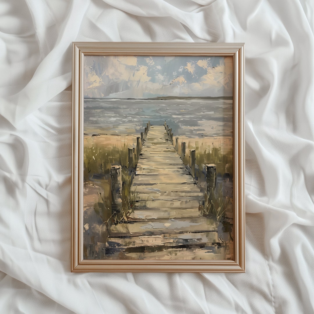 Summer Lake Dock Print | Vintage PRINTABLE Art | Rustic Cottage ...