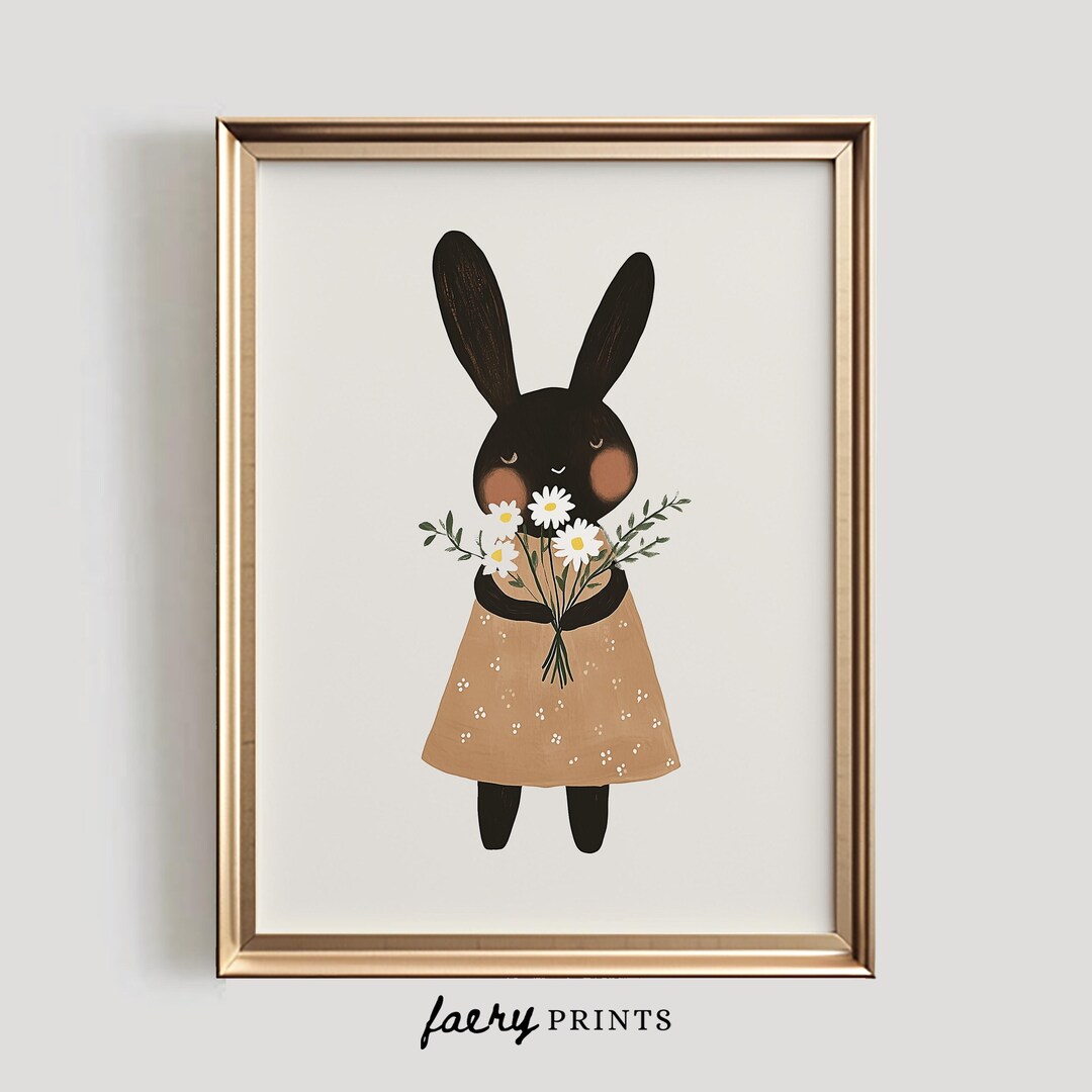 Rabbit Nursery Art Print | Boho Girls Nursery PRINTABLE Wall Art ...