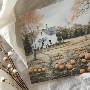 Fall Farmhouse Print | Autumn PRINTABLE Art | Country Pumpkin Print ...