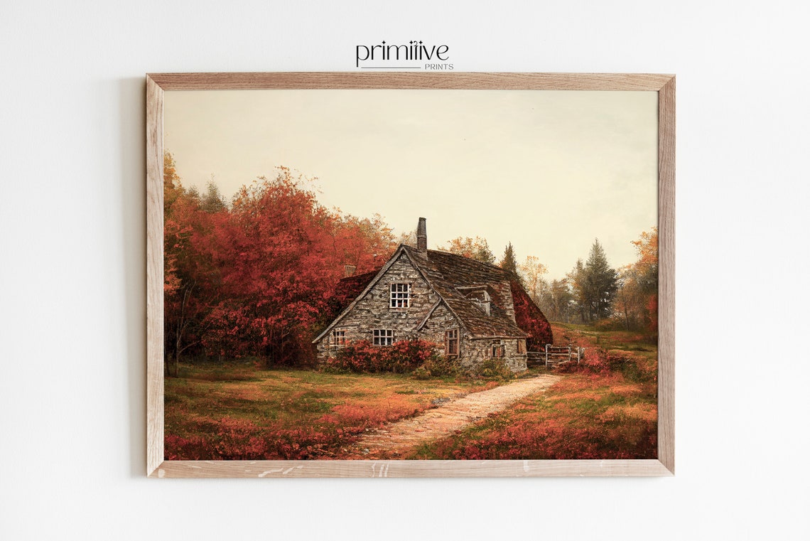 Autumn Landscape Print Country Cottage Print Fall Farmhouse - Etsy