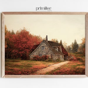 Autumn Landscape Print Country Cottage Print Fall Farmhouse - Etsy