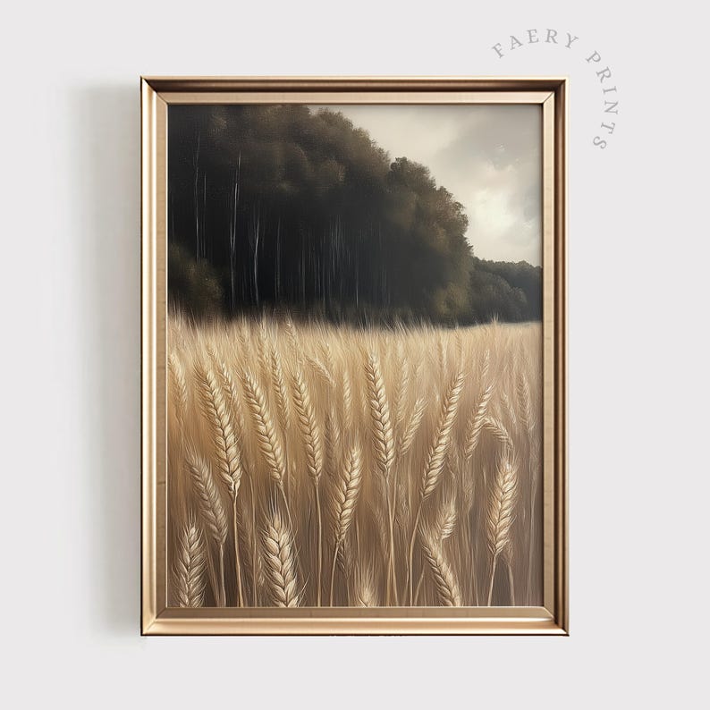 Wheat Field Landscape Print | Vintage Farmhouse Art (digital Download ...