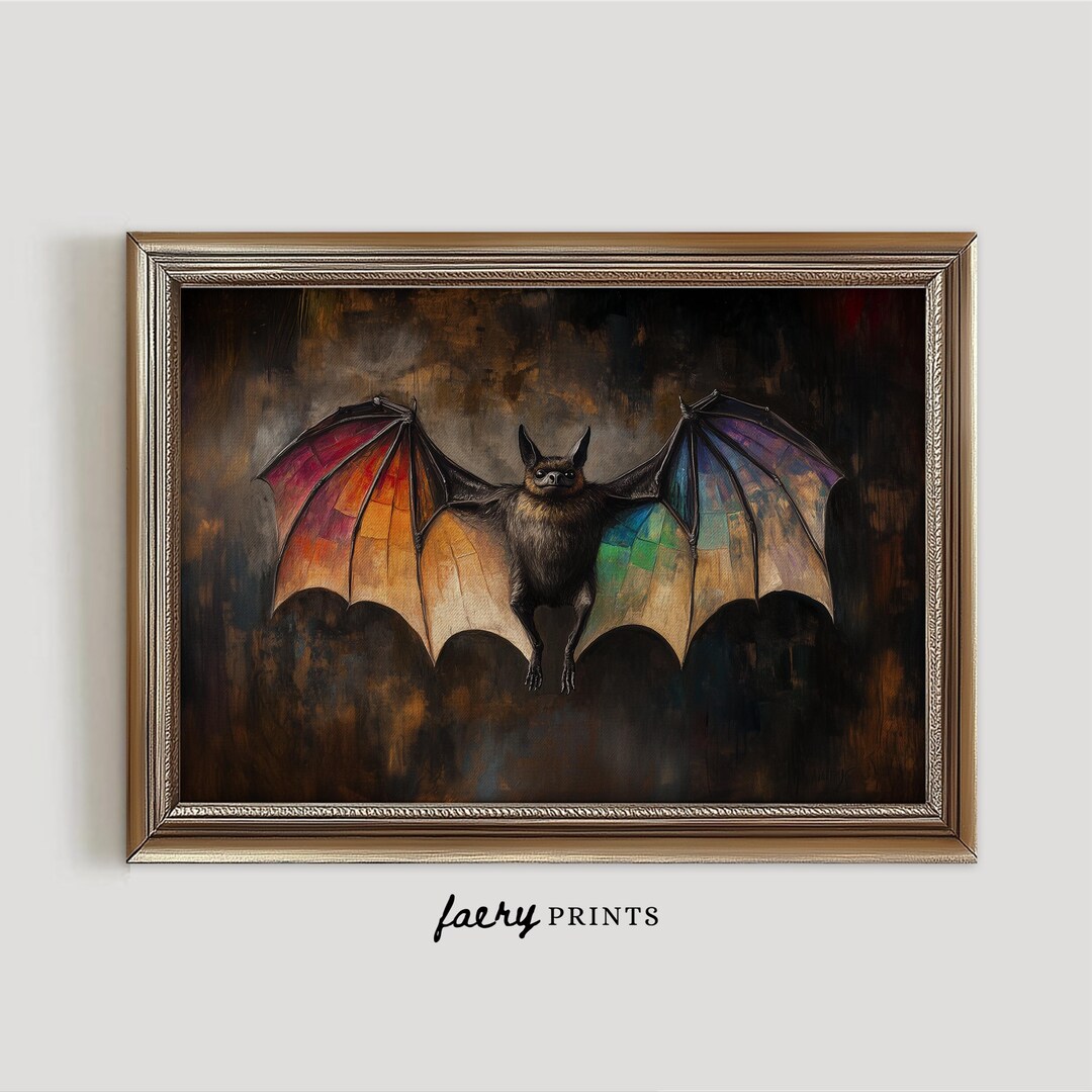 Rainbow Bat Art Print | Spooky Halloween Wall Decor (digital Download ...