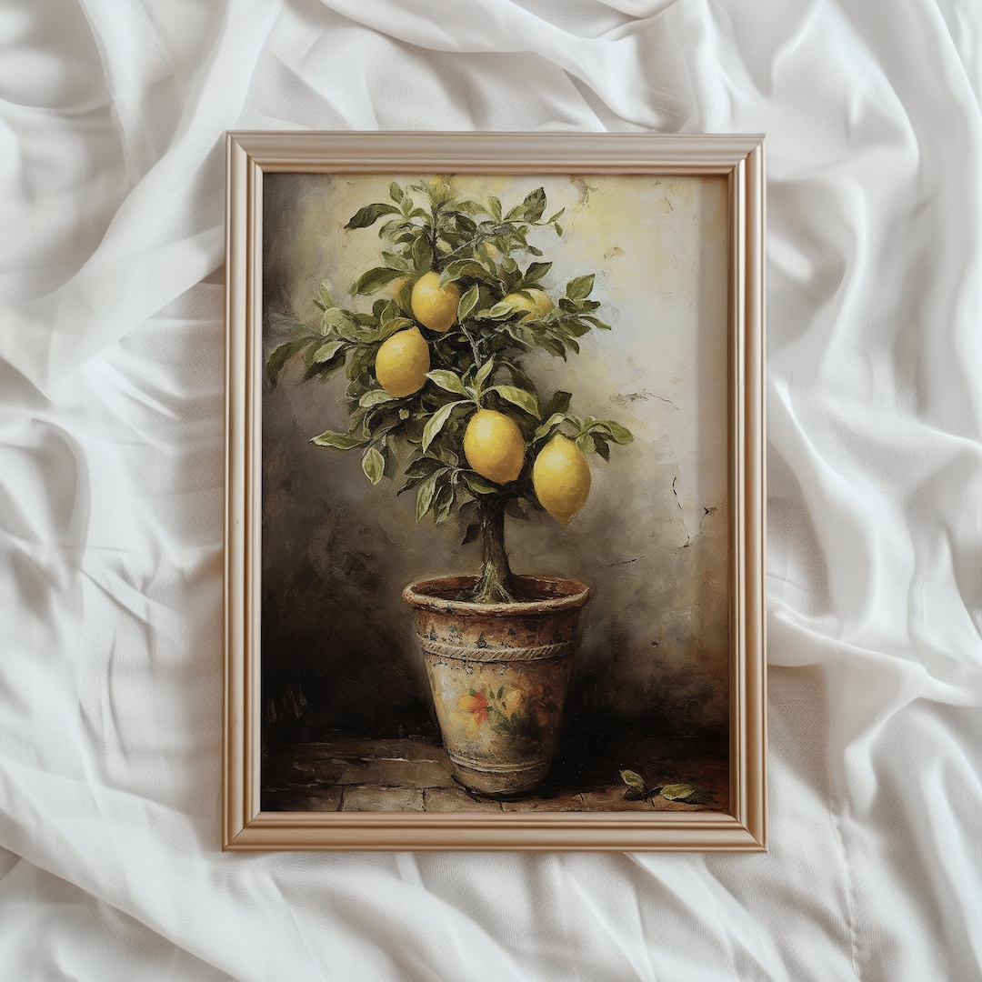 Lemon Tree Print Vintage PRINTABLE Wall Art Farmhouse Kitchen Painting ...