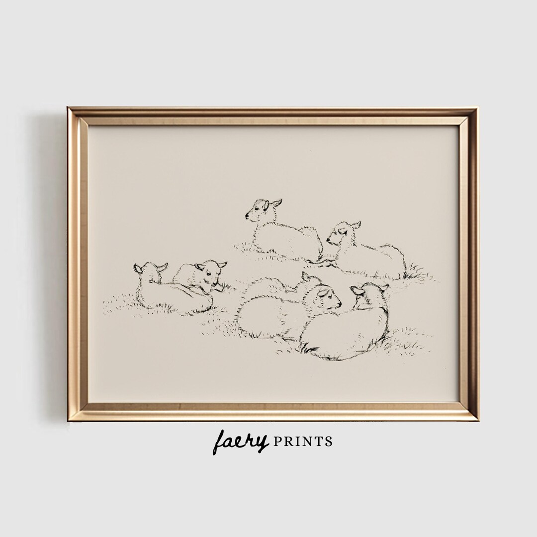 Sheep Print | Vintage PRINTABLE Wall Art | Antique Sheep Wall Art ...