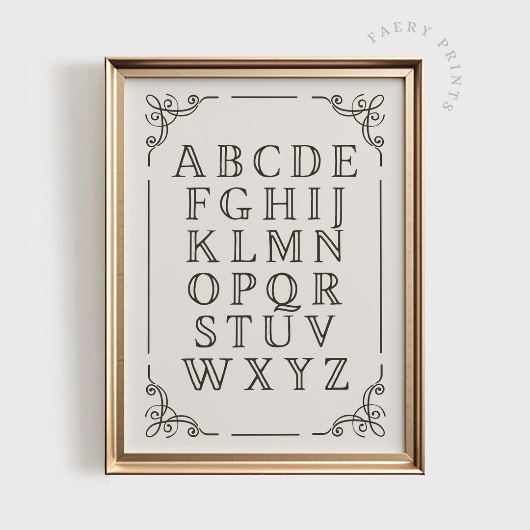Vintage Alphabet PRINTABLE Art | Nursery Wall Decor | Neutral ABC Print ...