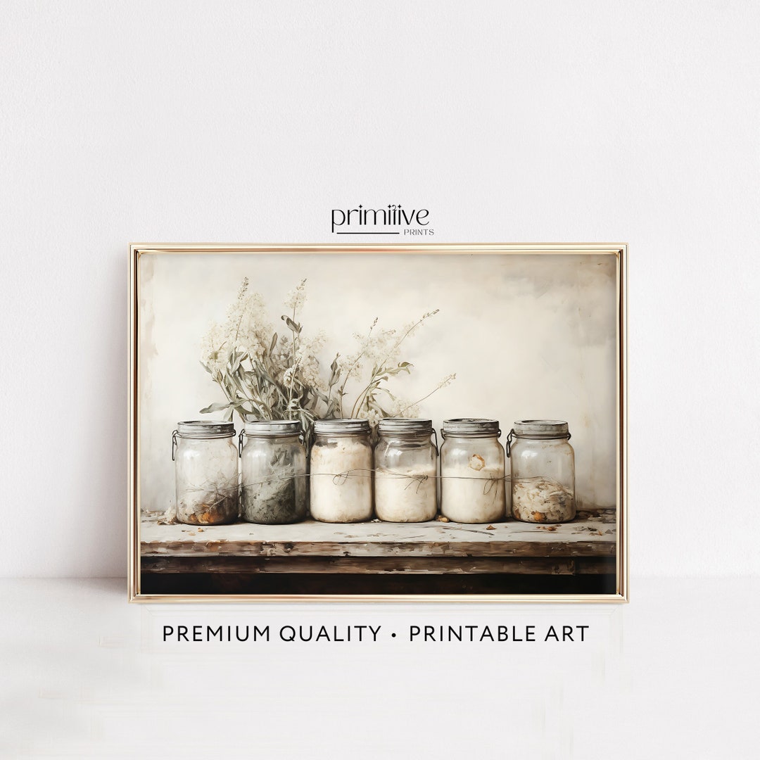 Country Kitchen Print Farmhouse PRINTABLE Art Mason Jar Spices Art ...