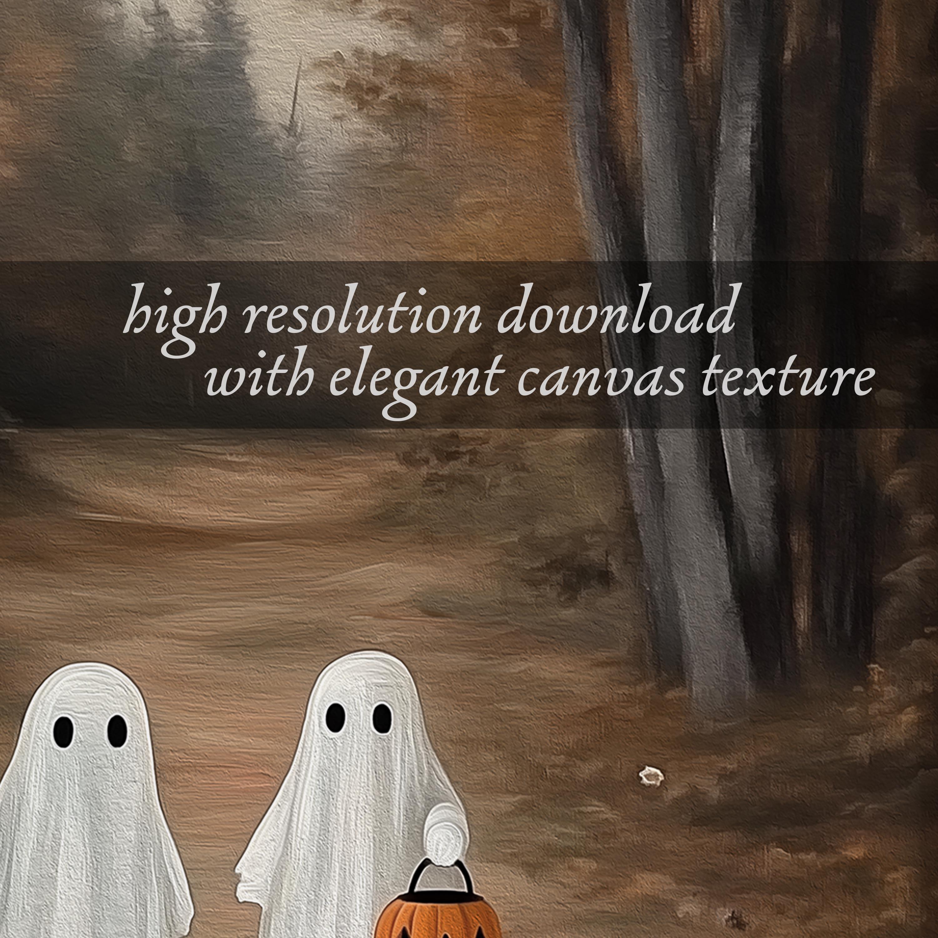 Ghost Oil Painting Print | Autumn Landscape, Halloween (digital ...
