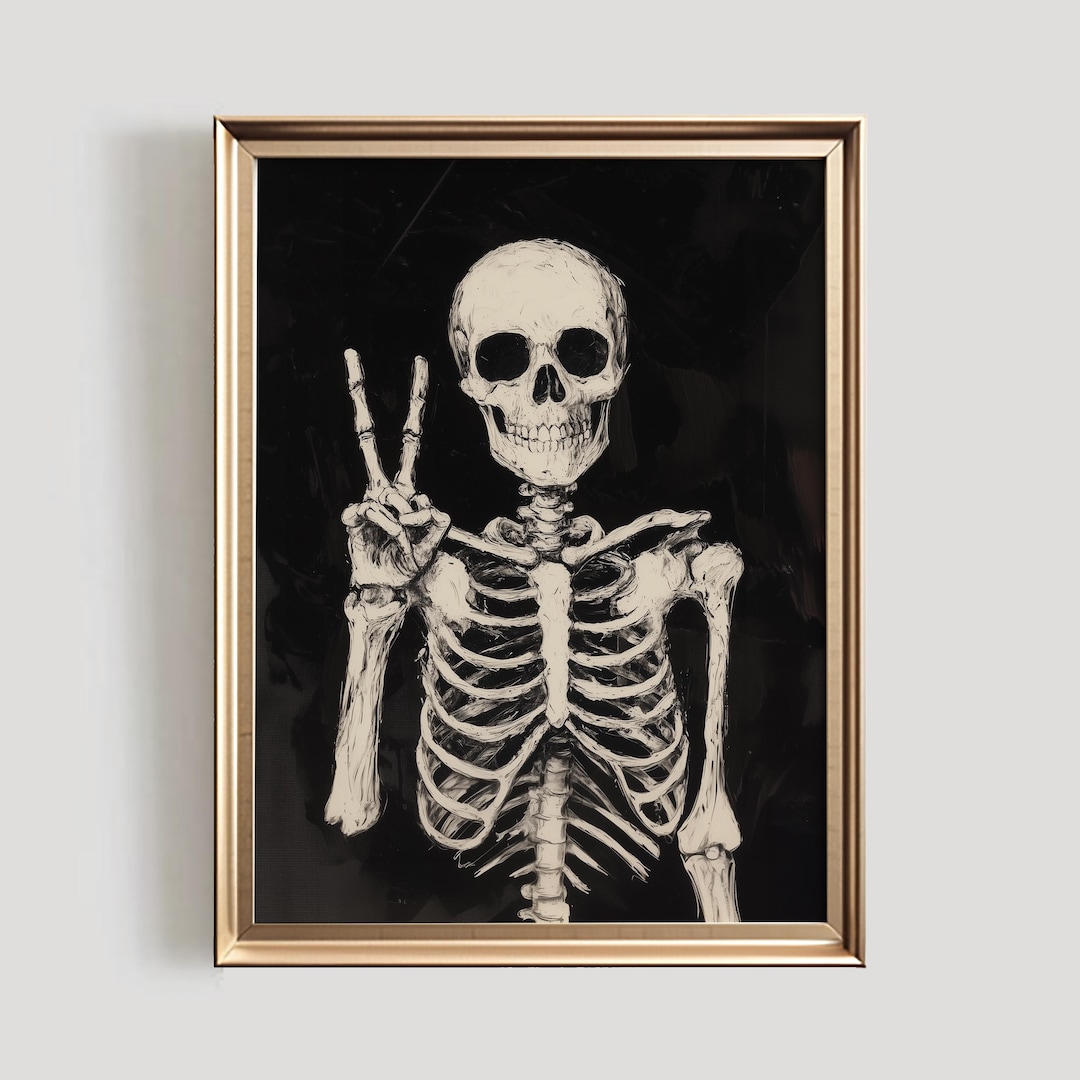 Skeleton Print | Halloween PRINTABLE Wall Art | Spooky Halloween Decor ...