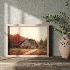 Autumn Landscape Print Country Cottage Print Fall Farmhouse - Etsy