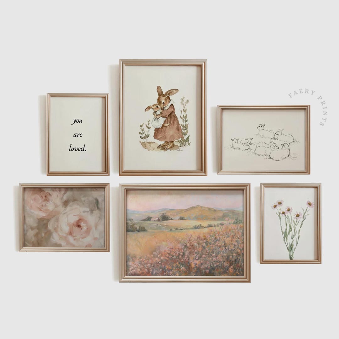 Pink Nursery Gallery Wall Art | Set of 6 Nursery Prints | PRINTABLE ...
