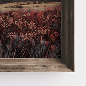 Dark Maroon Landscape Print | Vintage PRINTABLE Wall Art | Moody ...