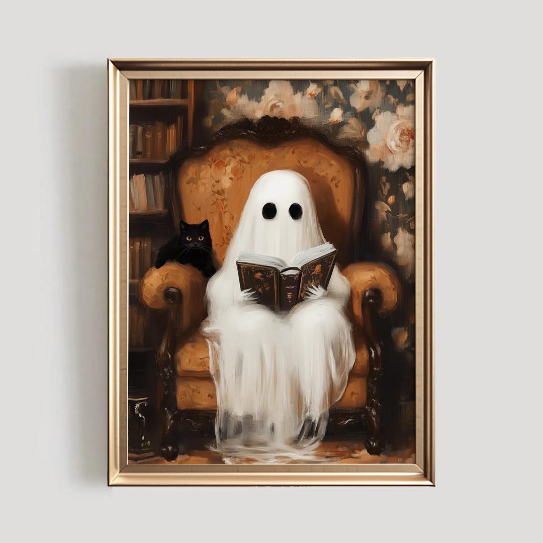 Library Ghost Print | Halloween PRINTABLE Wall Art | Spooky Dark ...