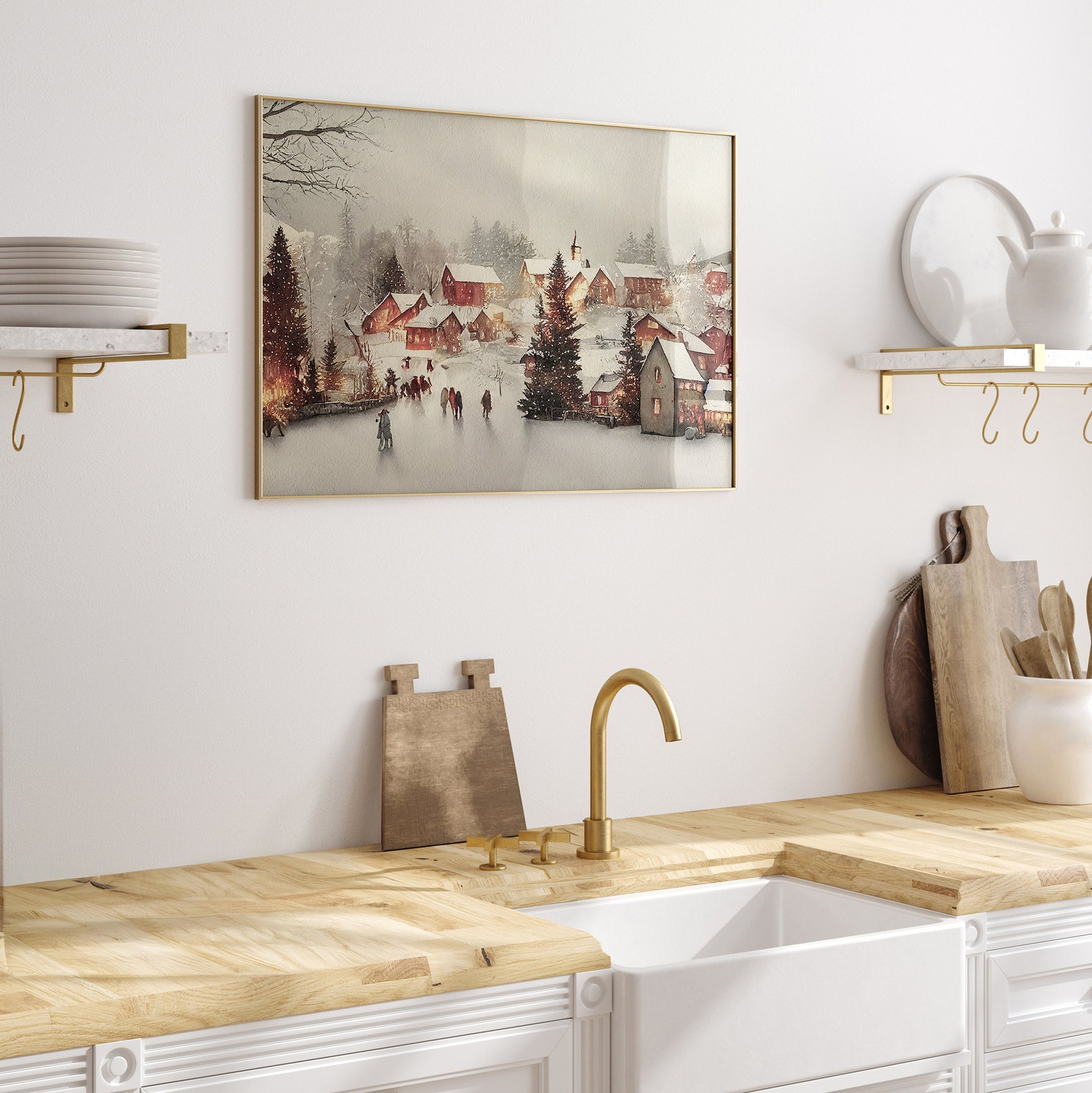 Winter Print Watercolor Christmas Painting PRINTABLE Wall Art Festive ...