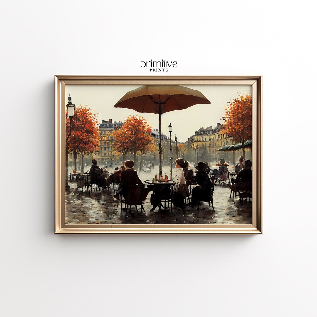 Paris Cafe Print, Autumn in Paris Art, Fall City Wall Decor, France ...