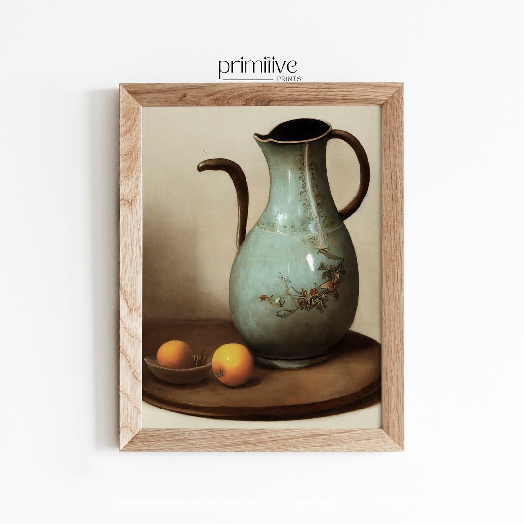 Antique Pitcher Print Still Life Art Rustic Farmhouse Wall - Etsy
