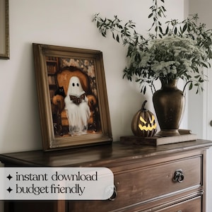 Ghost and Cat Library Print | Spooky Halloween Decor (digital Download ...