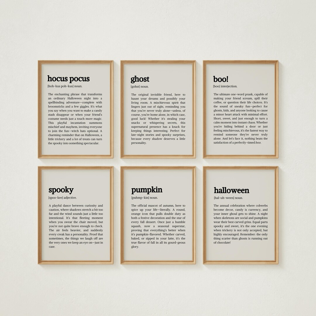 Halloween Definition Wall Art Set of 6 | PRINTABLE Halloween Party ...