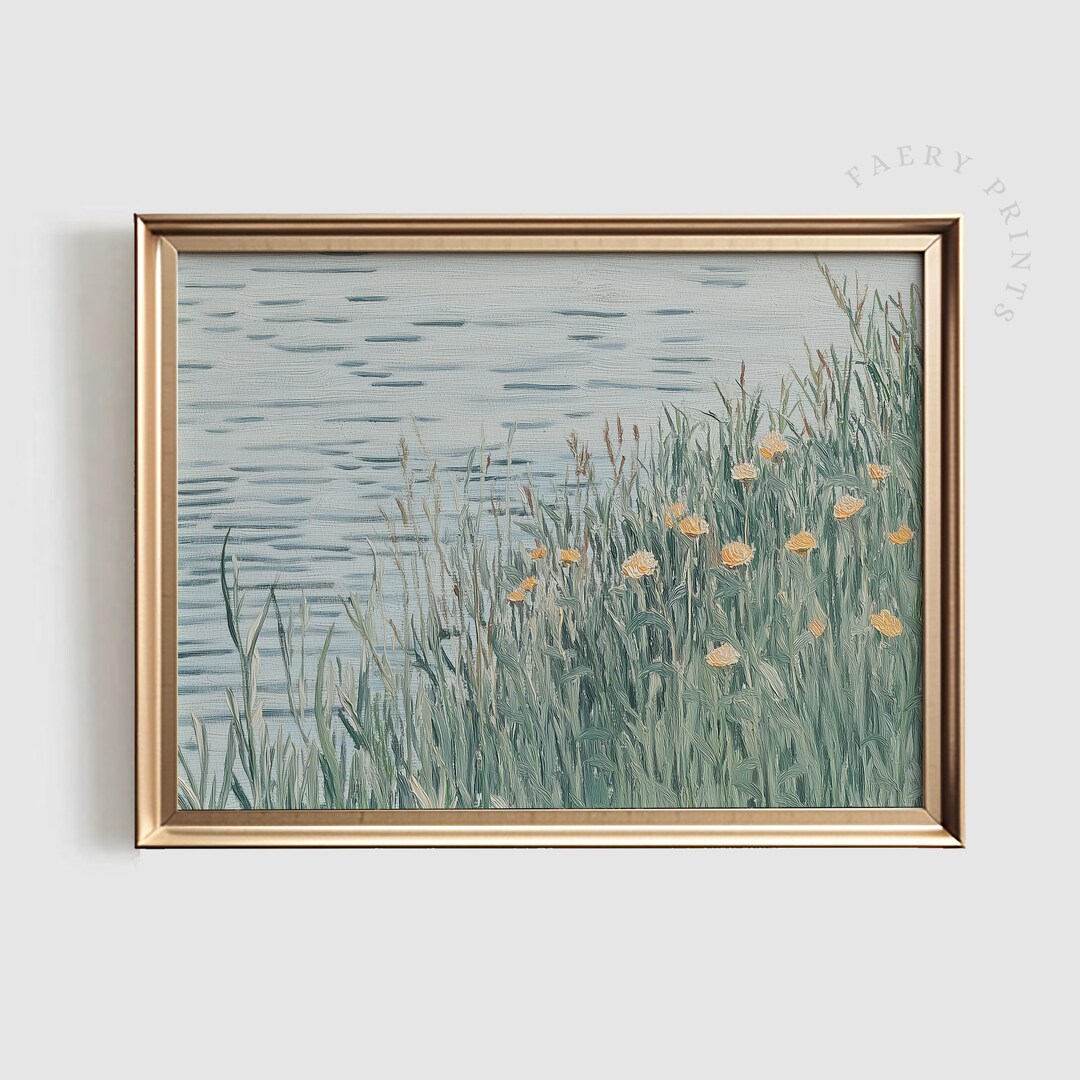 Lake Art Print | Lakeside Pond PRINTABLE Wall Art | Summer Cottage ...