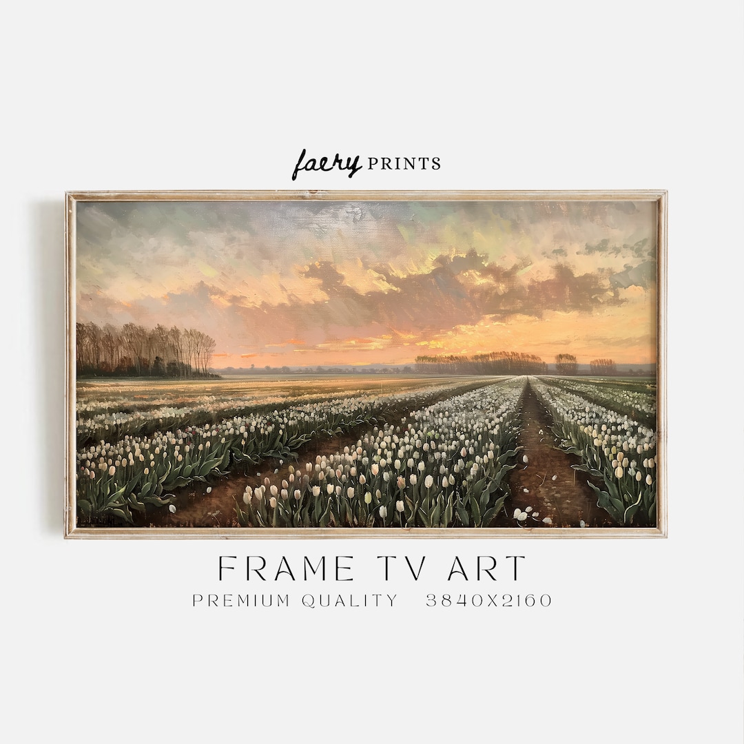 Tulip Field Samsung Frame TV Art | Spring Sunset Landscape for the ...