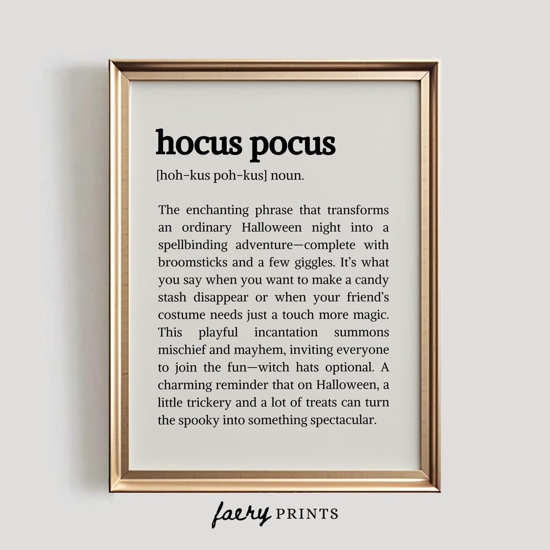 Hocus Pocus Definition Print | Halloween PRINTABLE Wall Art | Fall ...